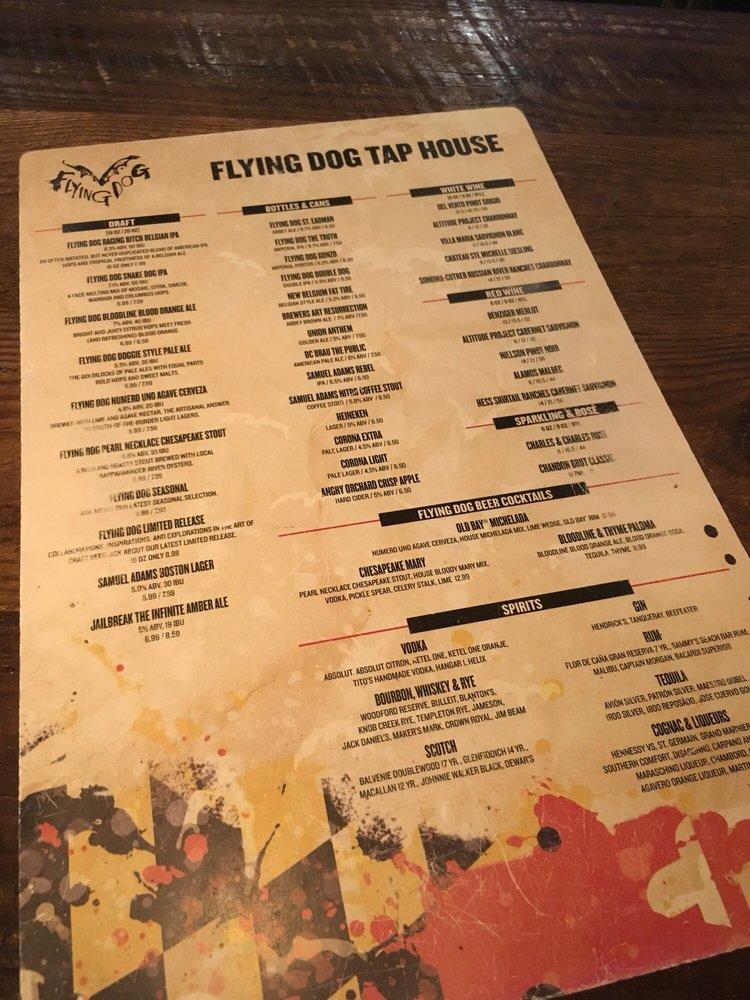 Menu at Flying Dog Tap House pub & bar, Baltimore, 7050 Friendship Rd
