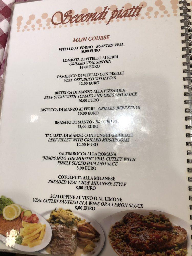 Menu at La Forchetta d´Oro pizzeria, Rome, Via di S. Martino Ai Monti
