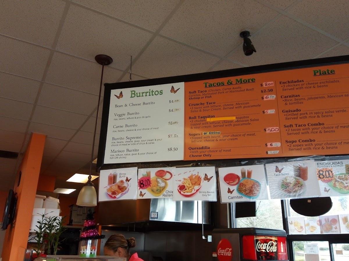 Menu at Monarca Mexican Grill restaurant, Salem