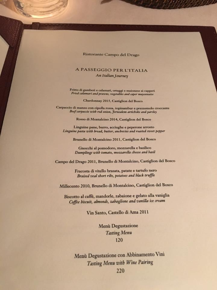 Menu da Ristorante Campo Del Drago, Italia