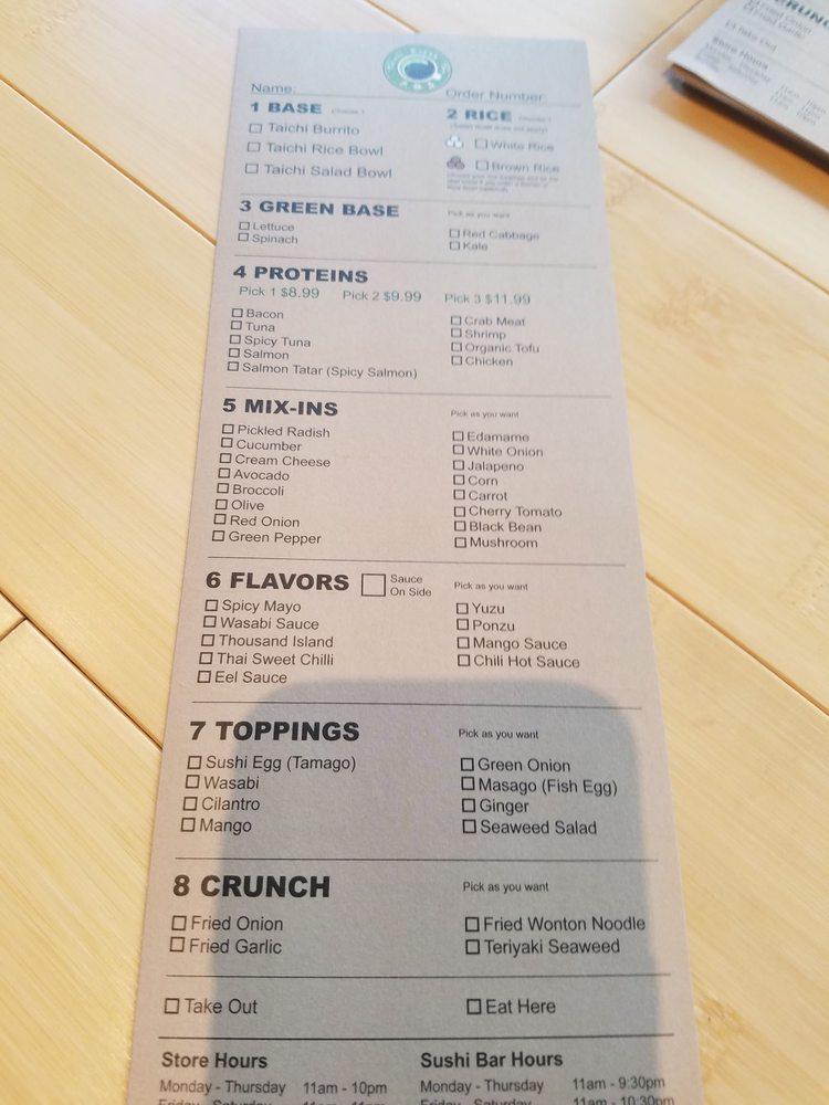 Menu at Tai Chi Bubble Tea - College Town restaurant, Rochester, Mt ...