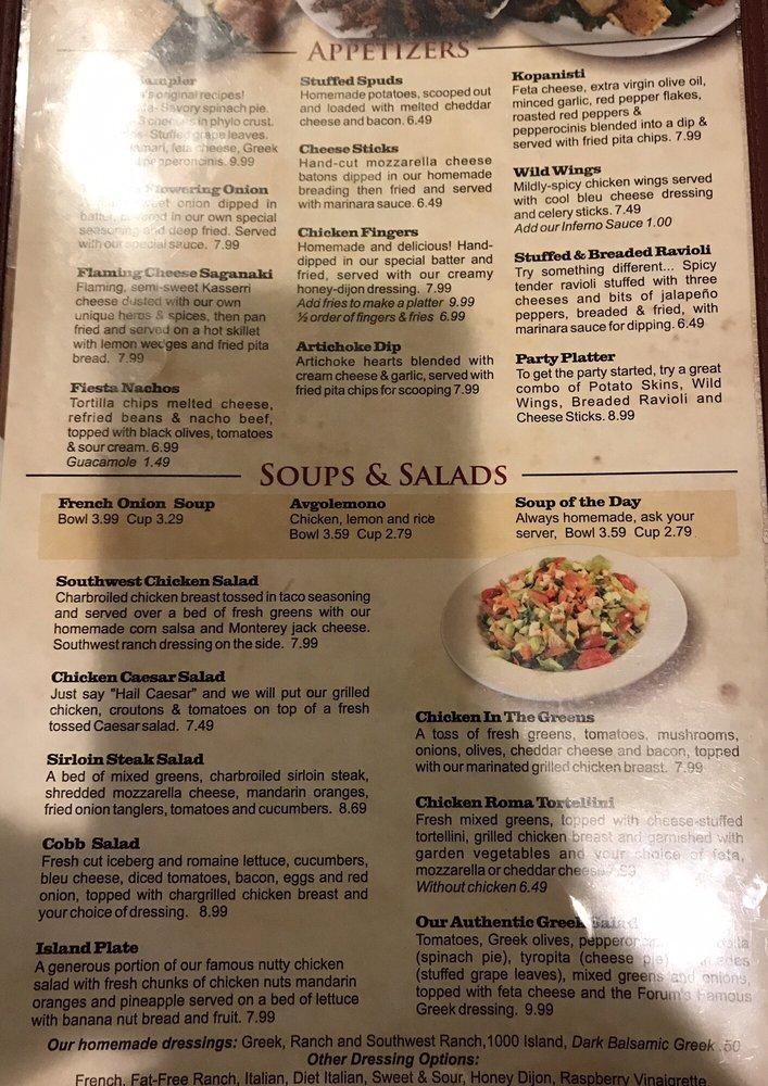 Menu at The Forum Restaurant, Cambridge
