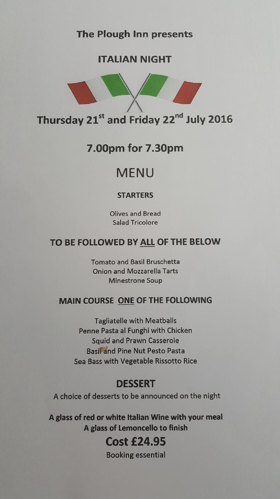 Menu at The Plough Inn pub & bar, Lower Bullingham