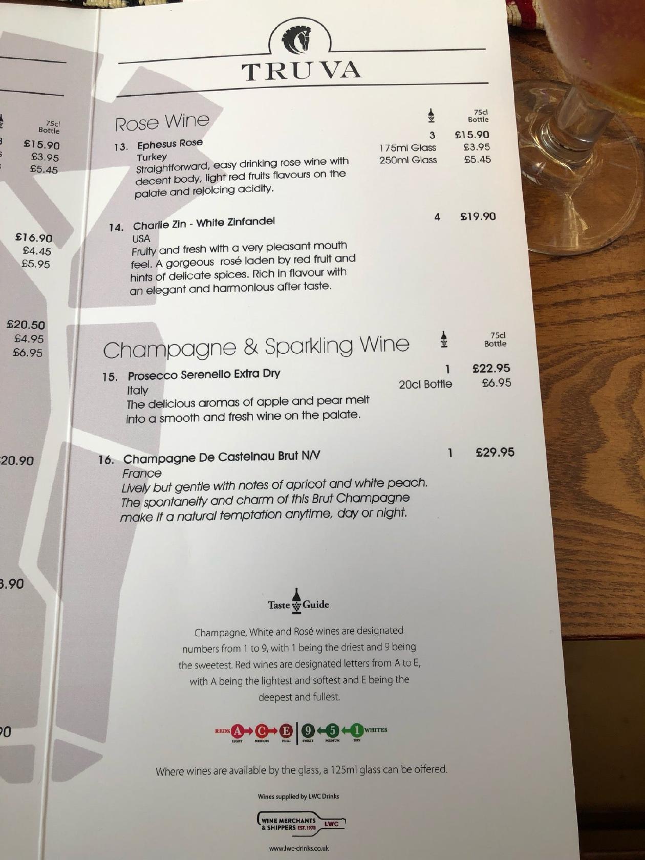 Menu at Truva Lounge Cocktail Bar, Towcester