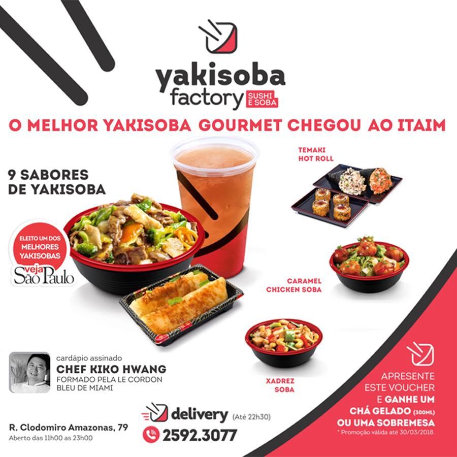 Menu at Yakisoba Factory restaurant, São Paulo, Rua Clodomiro Amazonas 79