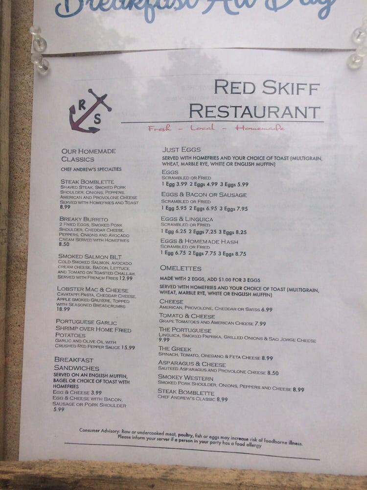 Menu at Red Skiff Restaurant, Rockport, 25 Massachusetts 127 Alt