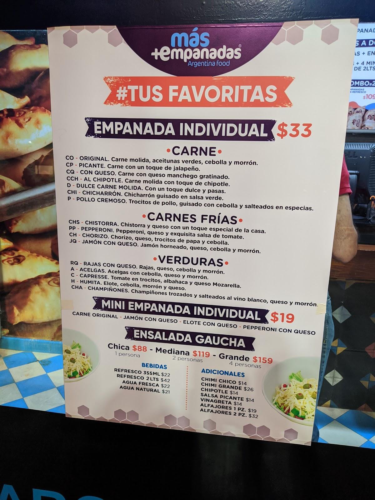Menu at Más Empanadas Cumbres Elite restaurant, Monterrey, Paseo de los ...