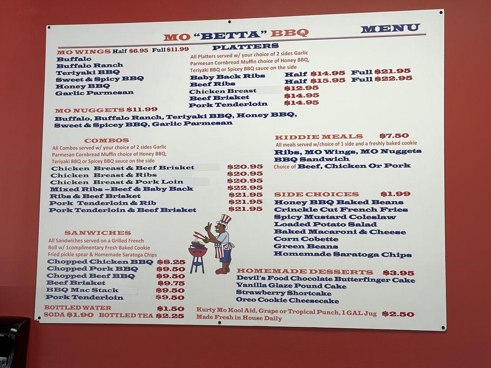 Menu at Mo betta BBQ, Winfield