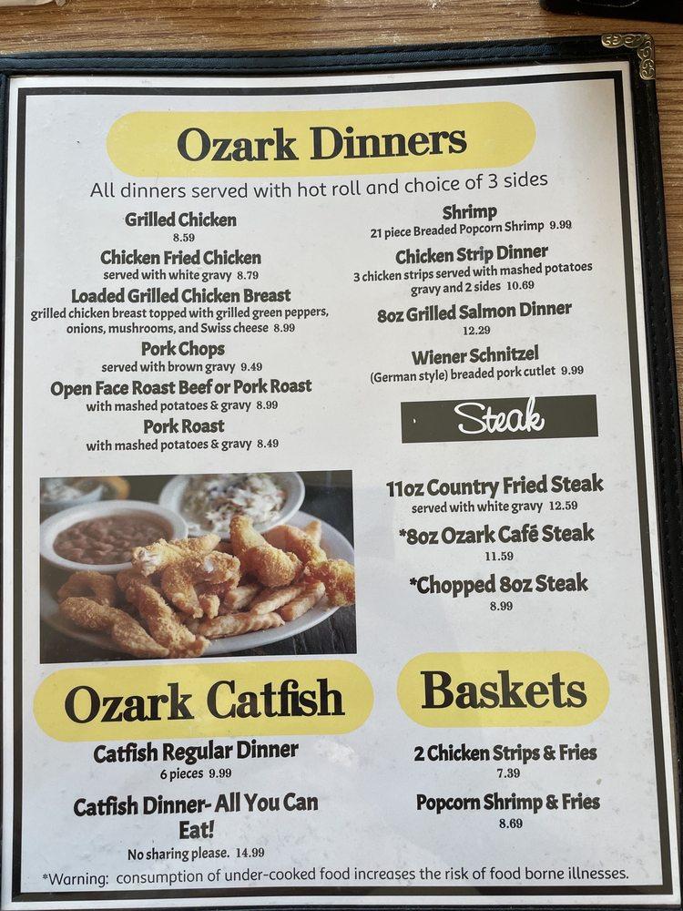 Menu at Ozark Cafe, West Plains, 662 Missouri Ave