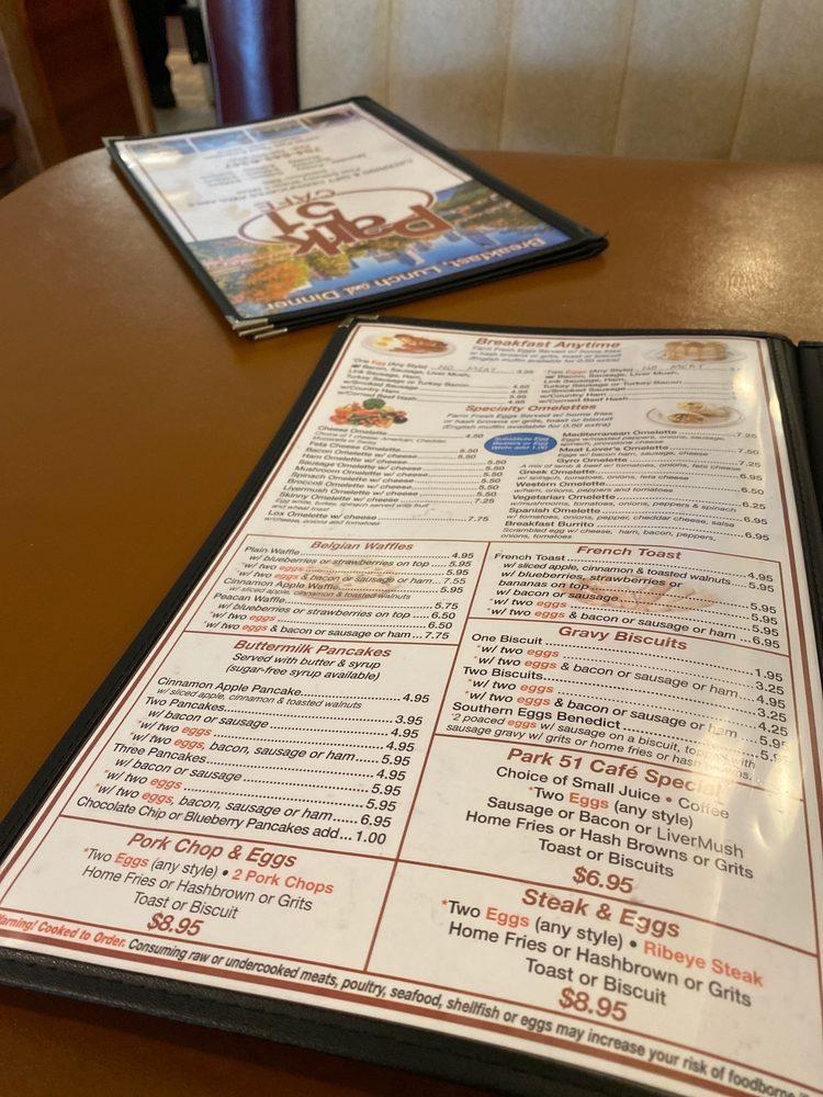 Menu at Park 51 Cafe, Charlotte, Park Rd