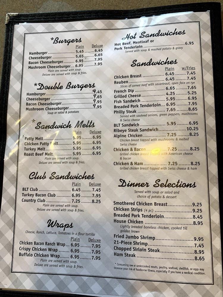 Menu at Sunshine Restaurant, Savanna