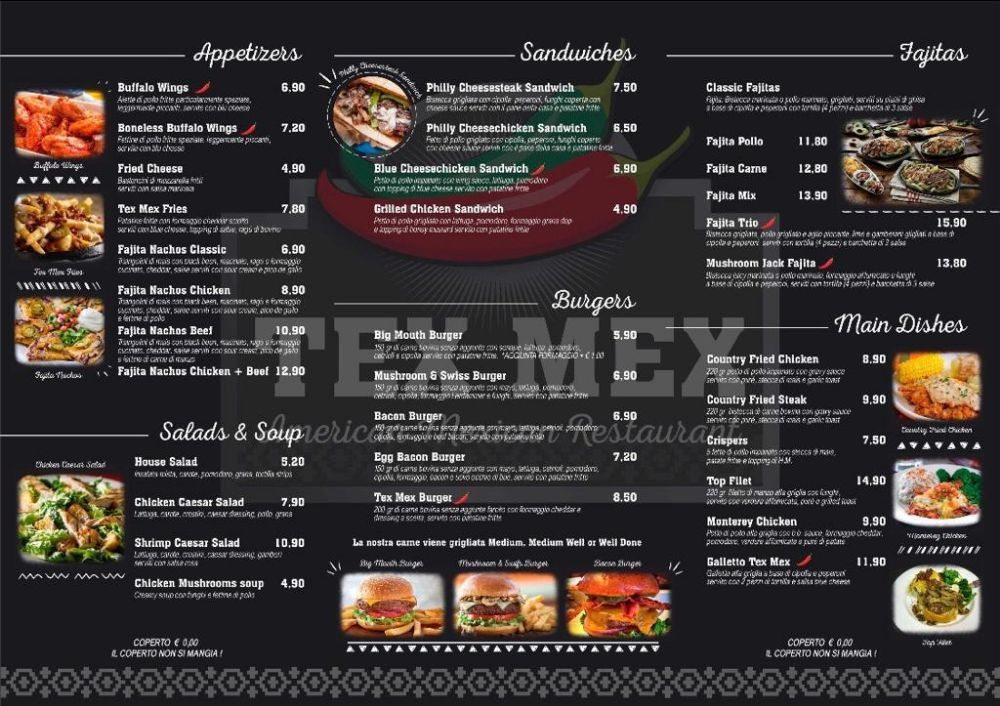 Speisekarte von TEX MEX ALASSIO restaurant, Alassio
