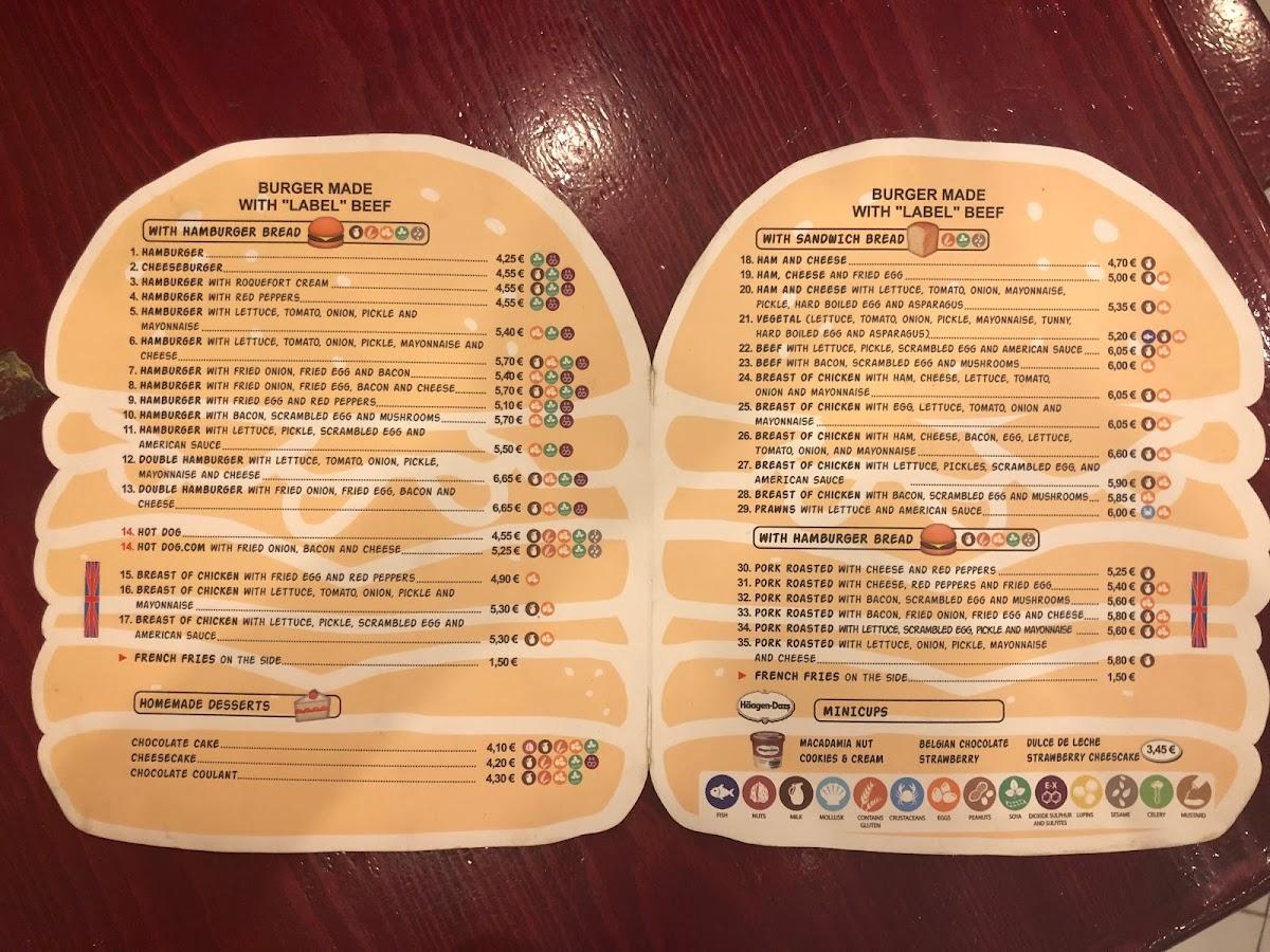 Carta del restaurante Va Bene, Ibiza, Av. del Bartomeu del Roselló