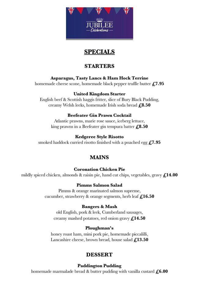 Menu at Stocks Tavern pub & bar, Up Holland
