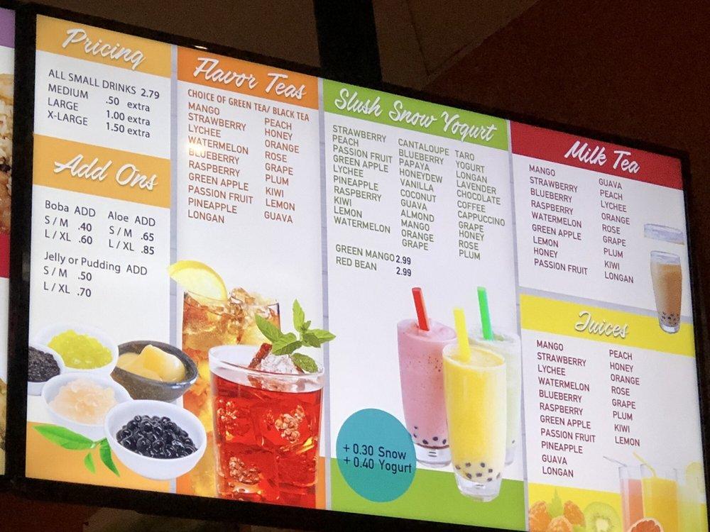 Menu at Boba Cafe, Riverside, University Ave