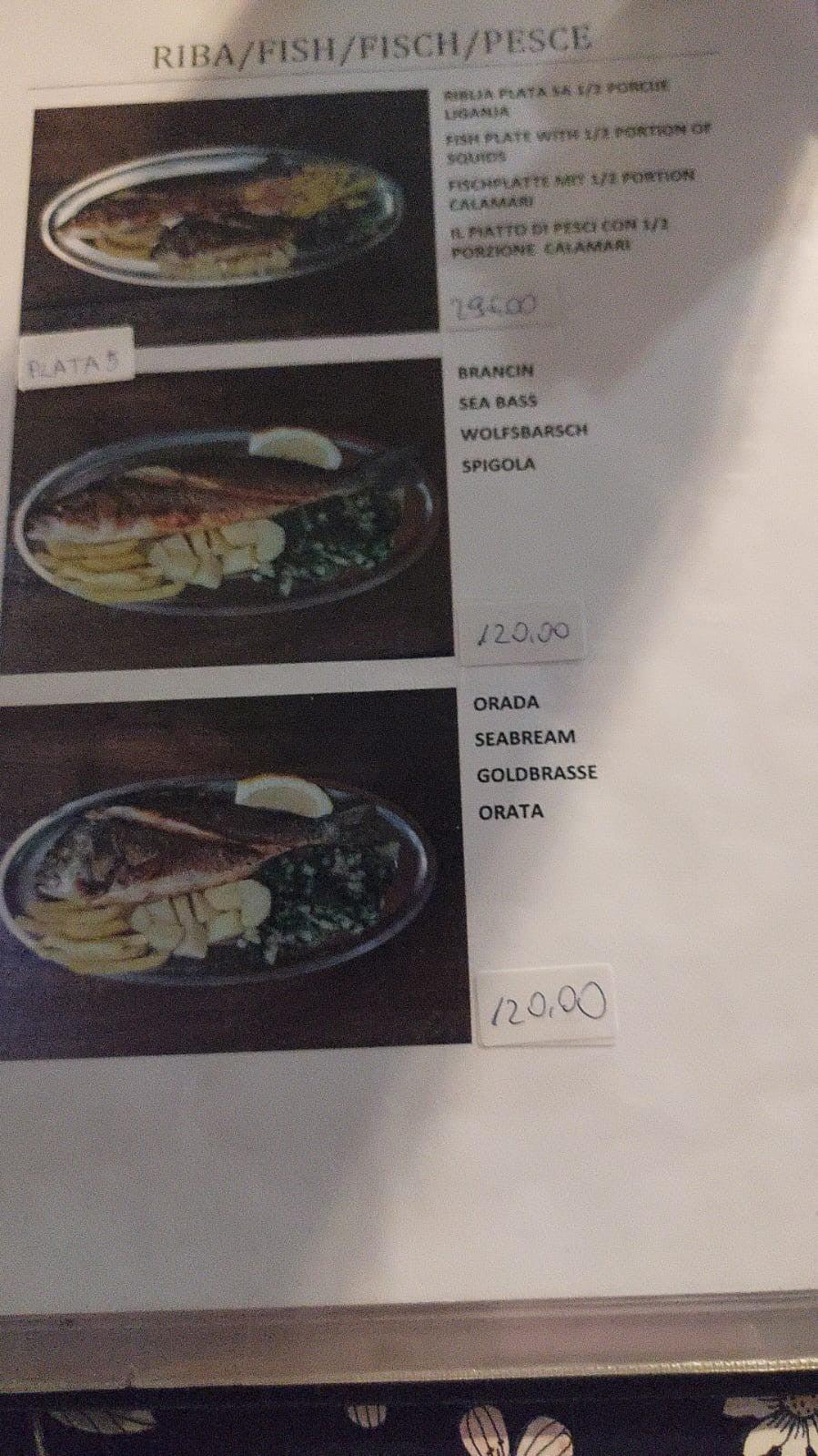 Menu au Restoran Paklenica DINKO restaurant, Starigrad