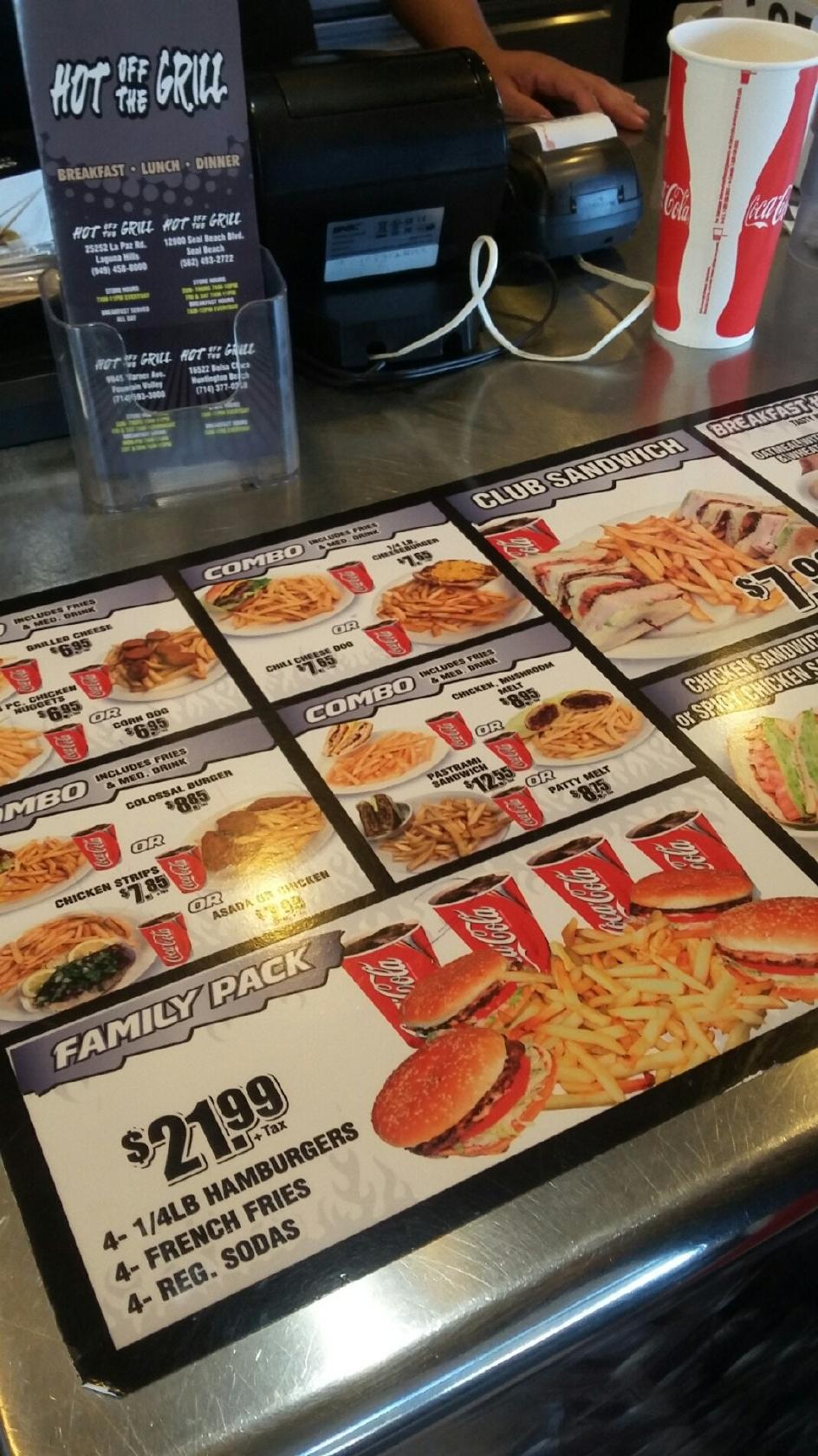 Menu at Hot Off The Grill fast food, Fountain Valley