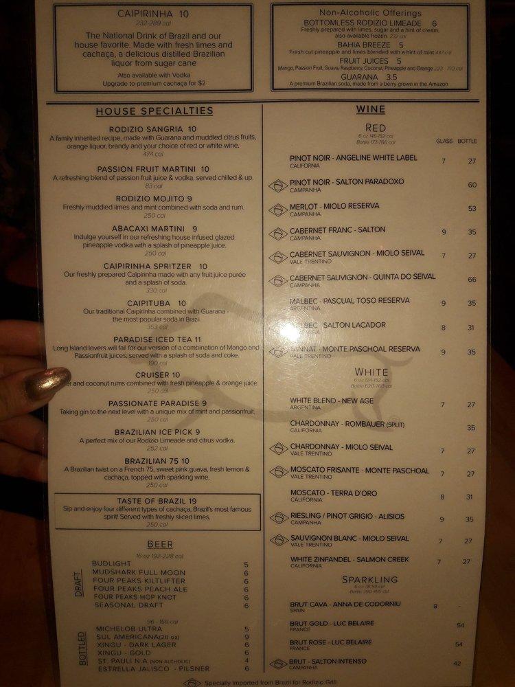 Menu at Rodizio Grill - Mesa steakhouse, Mesa