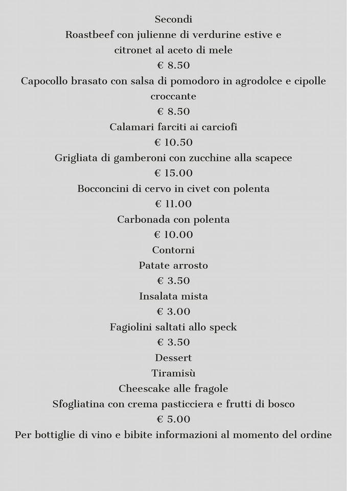 Menu da Aldente Restaurant, Aosta