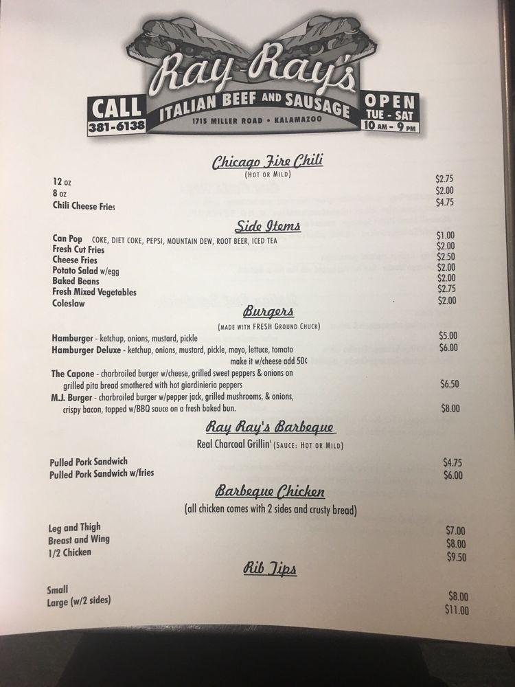 Menu at Ray Ray's Italian Beef & Sausage BBQ, Kalamazoo