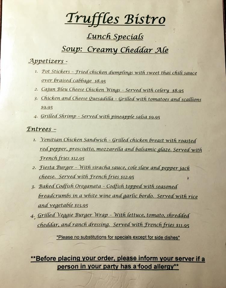 Menu at Truffles Bistro pub & bar, Wading River
