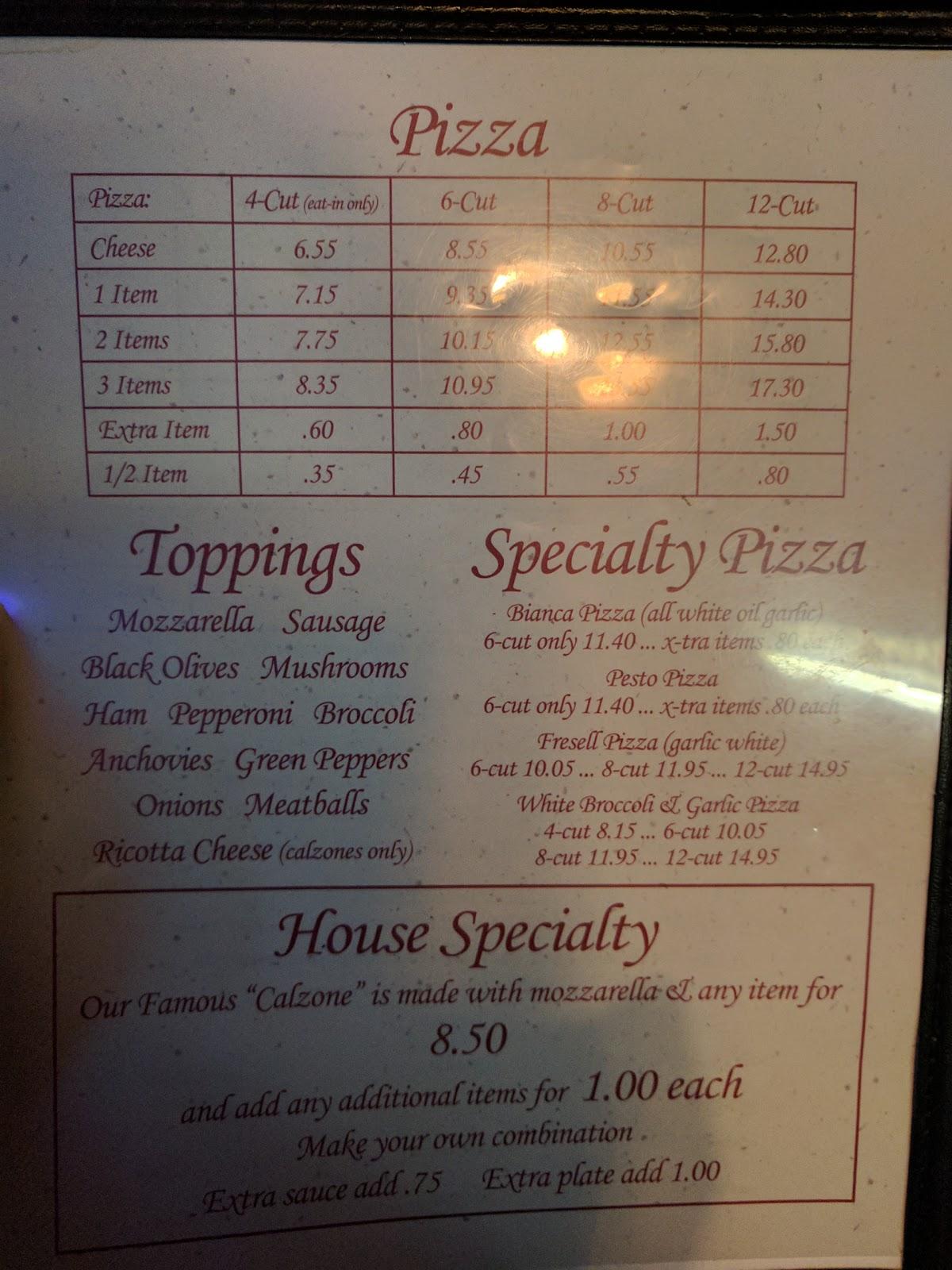 Menu at Bosco's pub & bar, Amsterdam