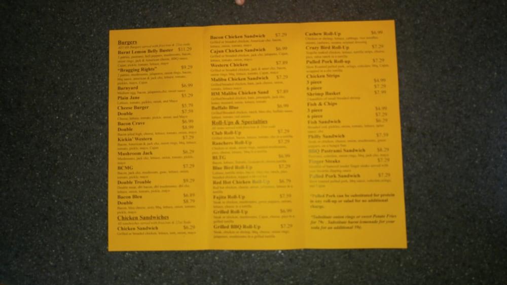 Menu at Burnt Lemon Grill restaurant, Twin Falls, Shoshone St E