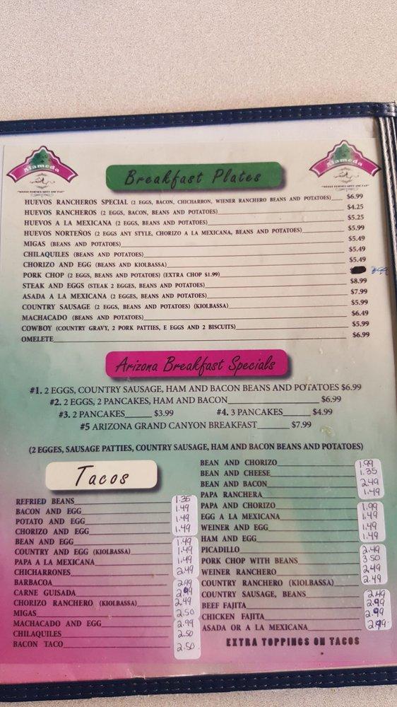 Menu at Cafe Alameda, San Antonio