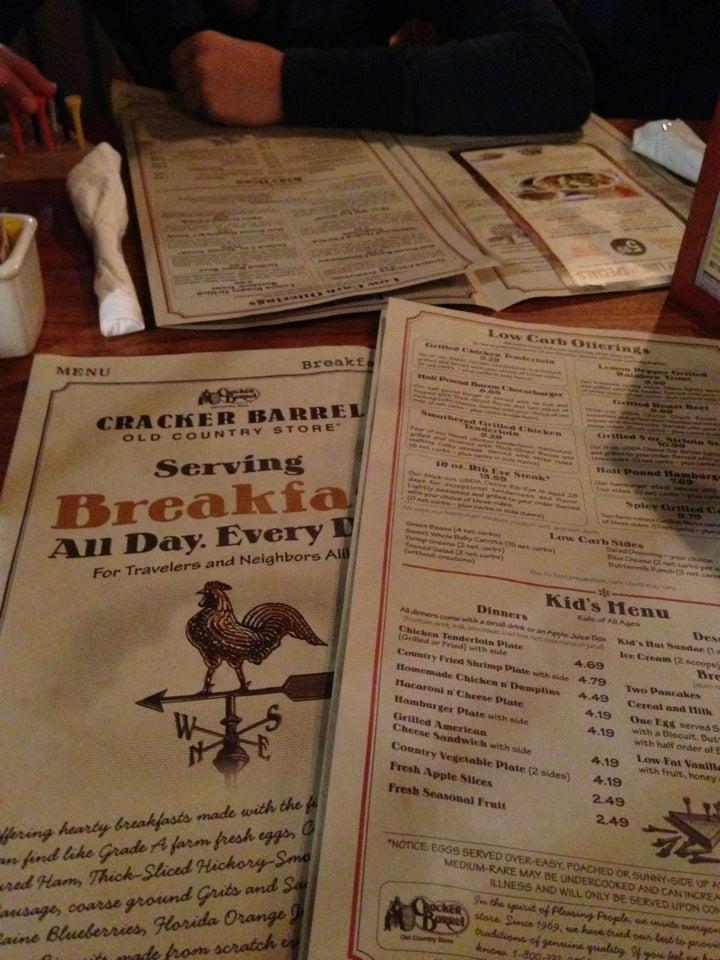 Menu at Cracker Barrel Old Country Store, San Marcos, IH 35 S