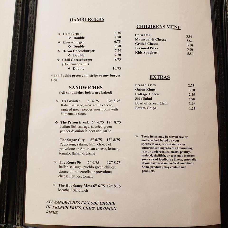 Menu at Feeling saucy pizzeria, Ordway