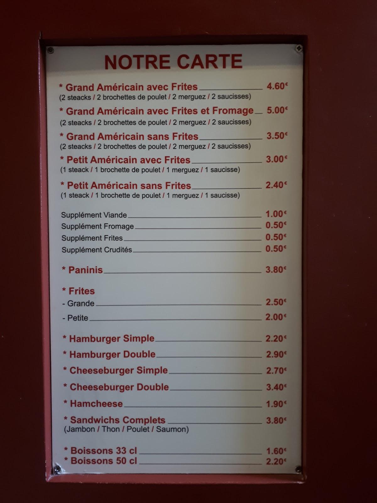 Carta de comida rápida Macatia, Nantes