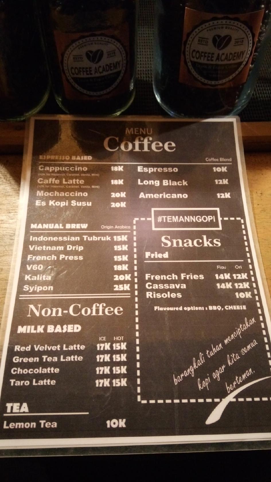 Menu at POST COFFEE BY COFFFEE ACADEMY BANDUNG cafe, Purwakarta