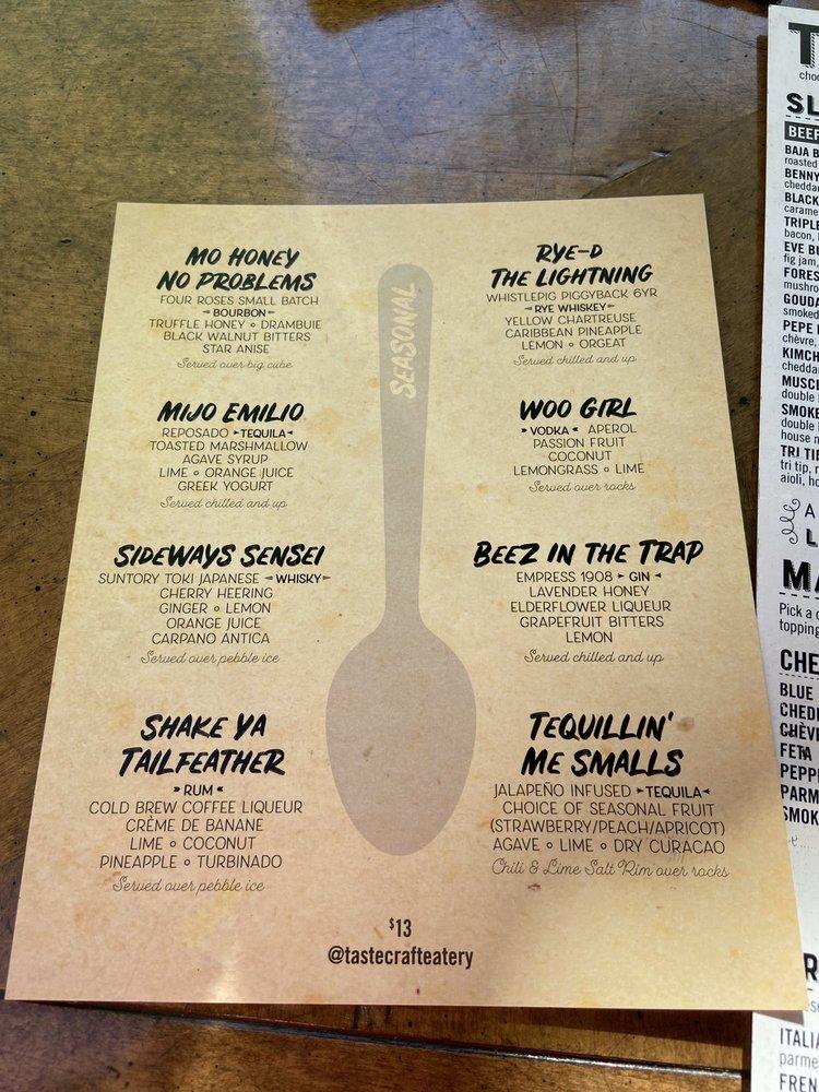 Menu at TASTE! craft eatery pub & bar, Paso Robles