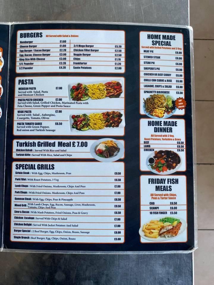 Menu at Britannia Cafe Rainham, Rainham, 53 Upminster Rd S
