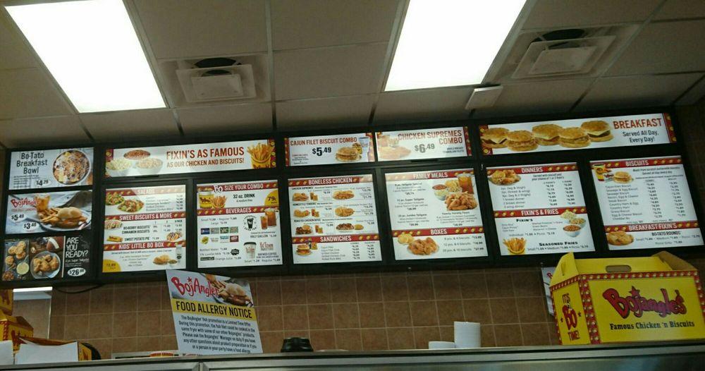 Menu at Bojangles fast food, Doraville, Buford Hwy NE