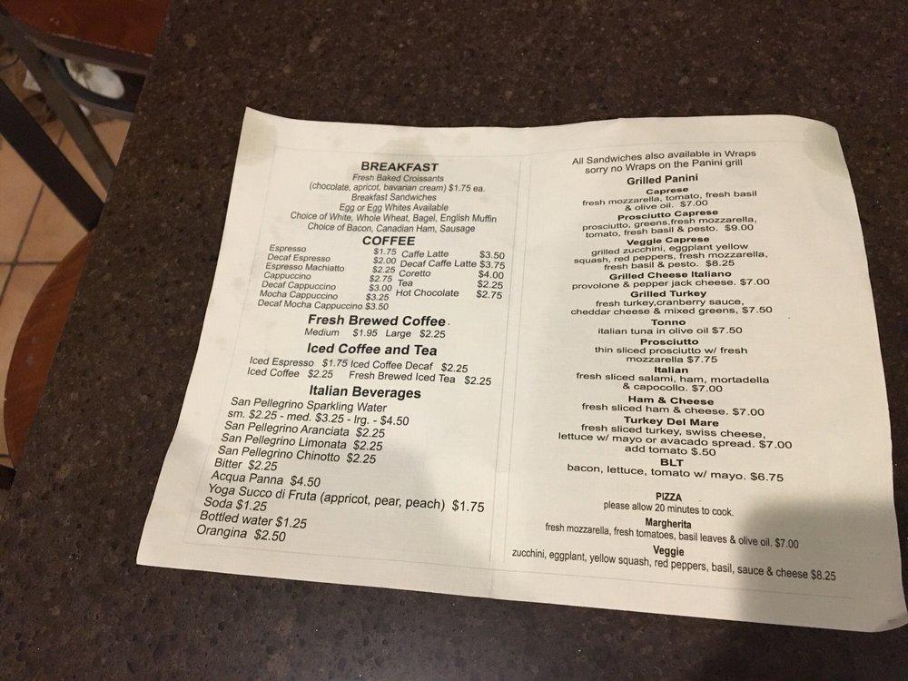 Menu at Café del Mare cafe, Medford