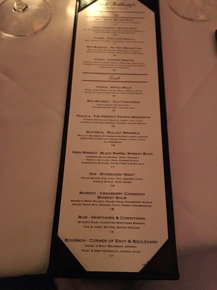 Menu at Vic & Anthony's Steakhouse, Las Vegas