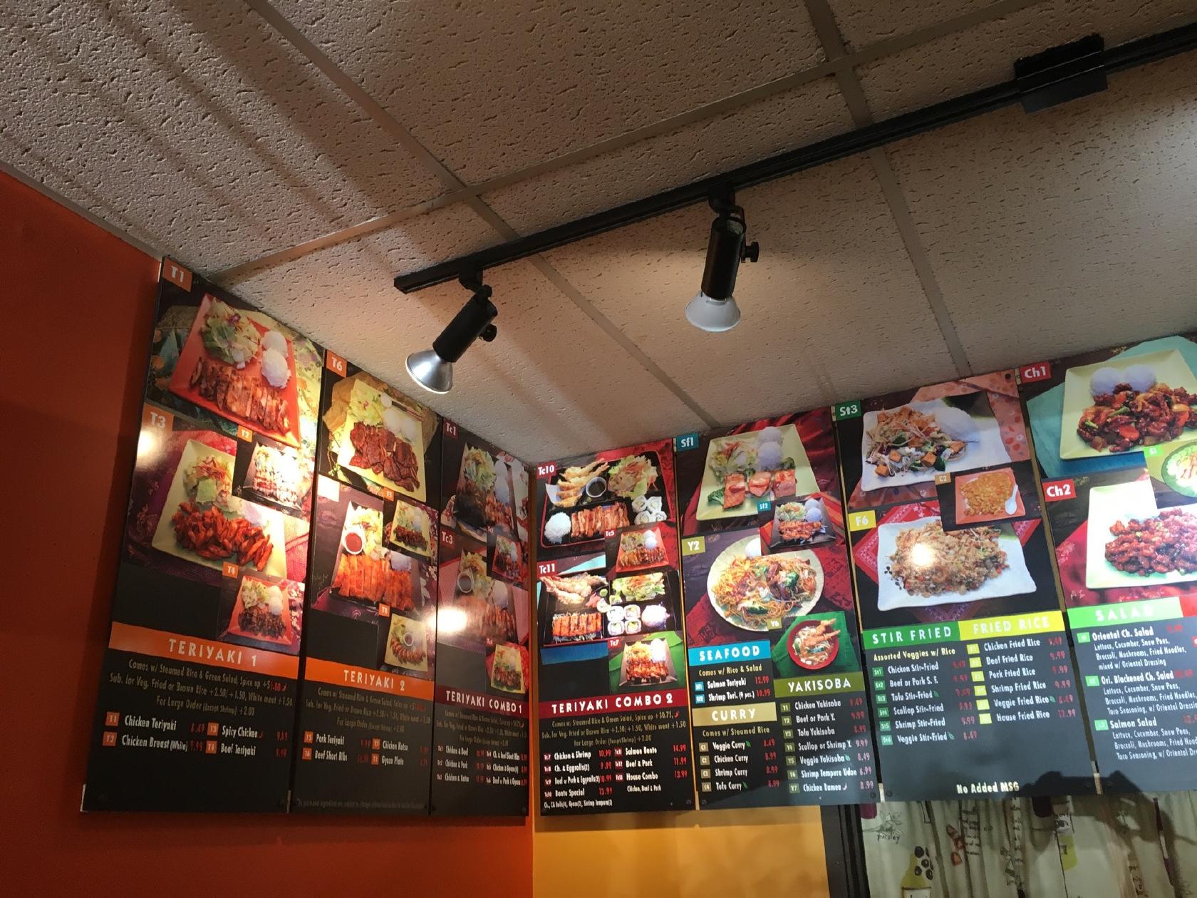 Menu at Acacia Teriyaki restaurant, Redmond