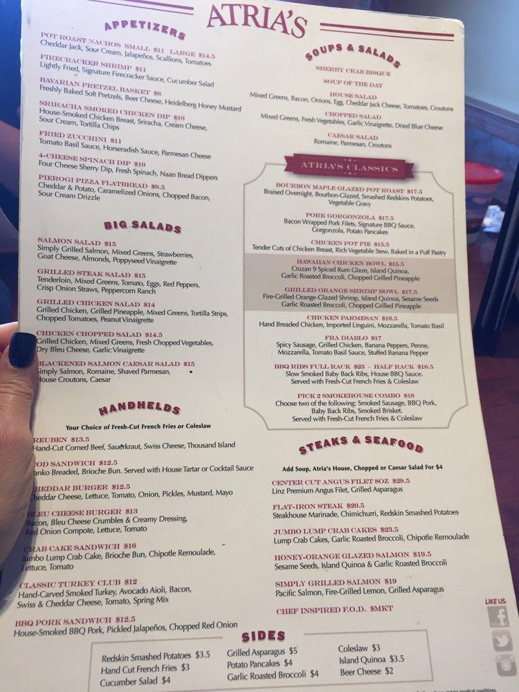 Menu at Atria's Restaurant - Murrysville, Murrysville