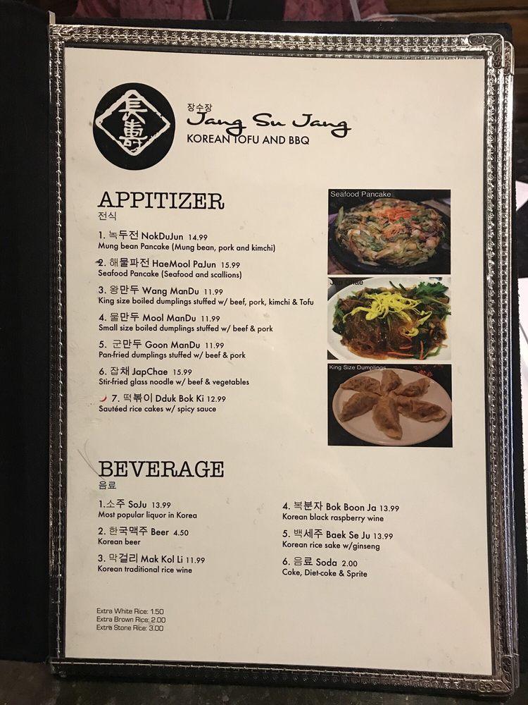 Menu at Jang Su Jang BBQ, Duluth