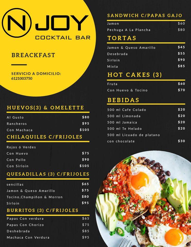 Carta de N-JOY Cocktail bar, Ciudad Constitución