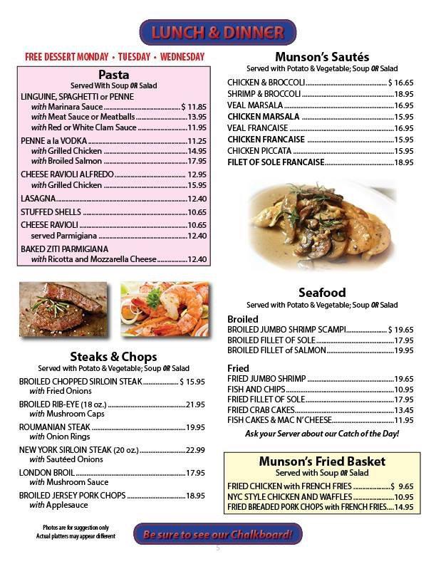 Menu at New Munson Diner restaurant, Liberty