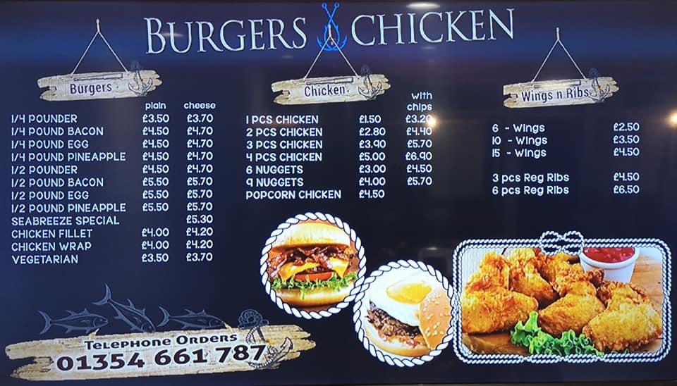 Menu at Sea & Breeze restaurant, March