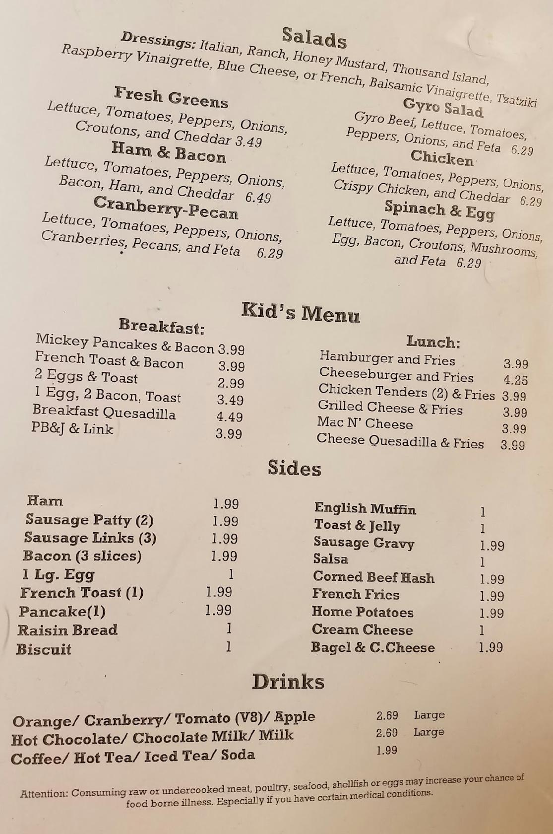 Menu at Affton Diner restaurant, Affton, Gravois Rd