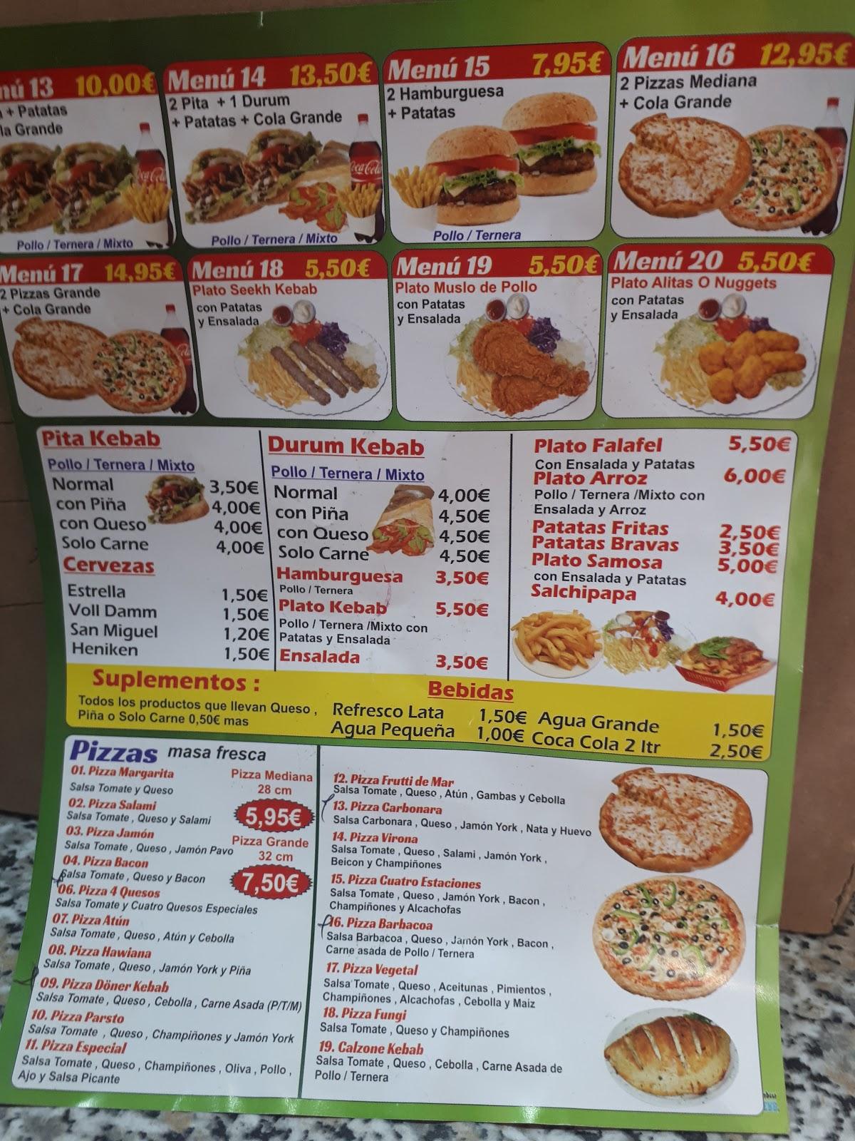 Menu at Boston Doner Kebab restaurant, Granollers