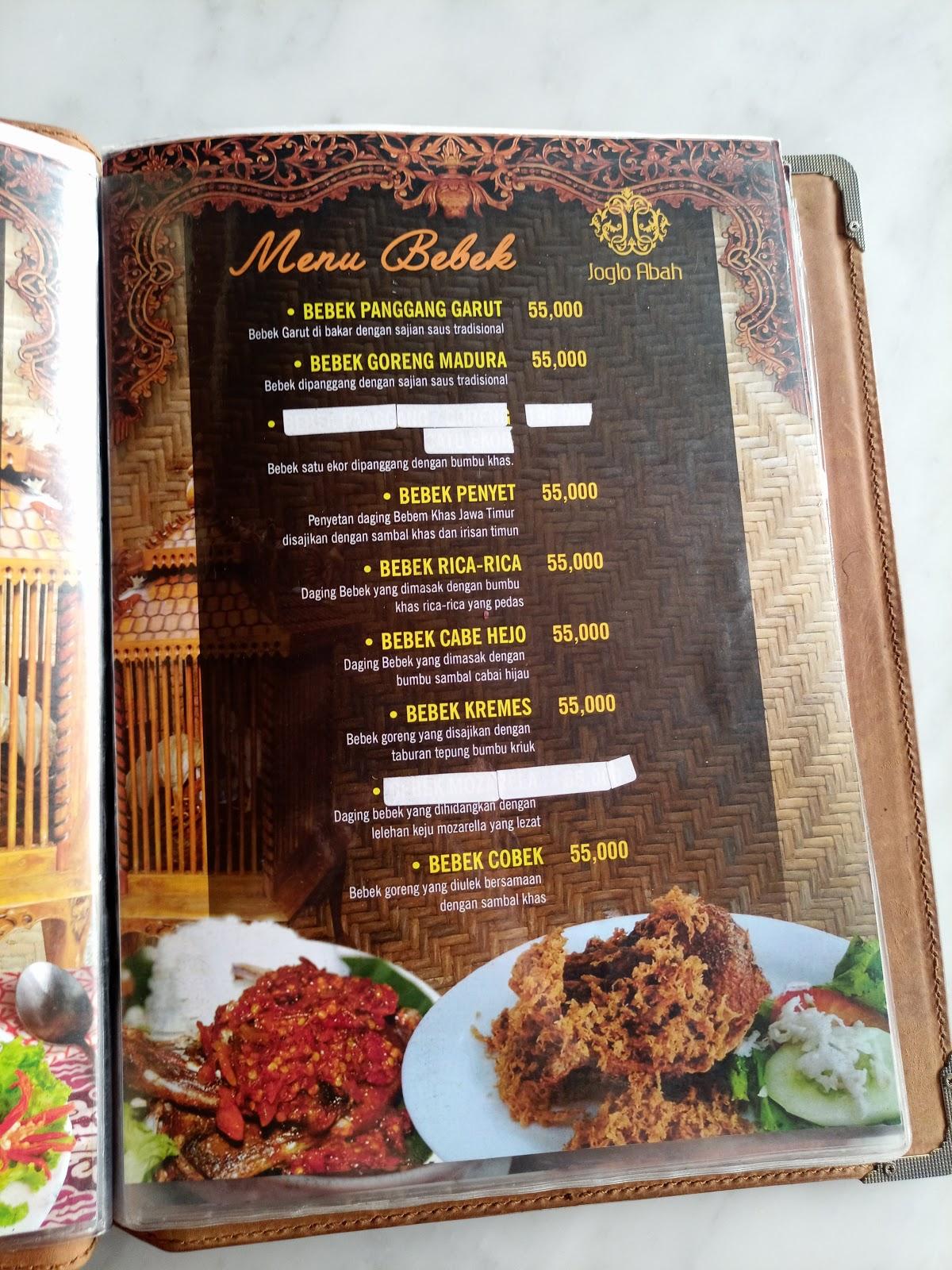 Carta del restaurante Joglo Abah Resto, Kedai Kopi dan Pusat Oleh-oleh ...