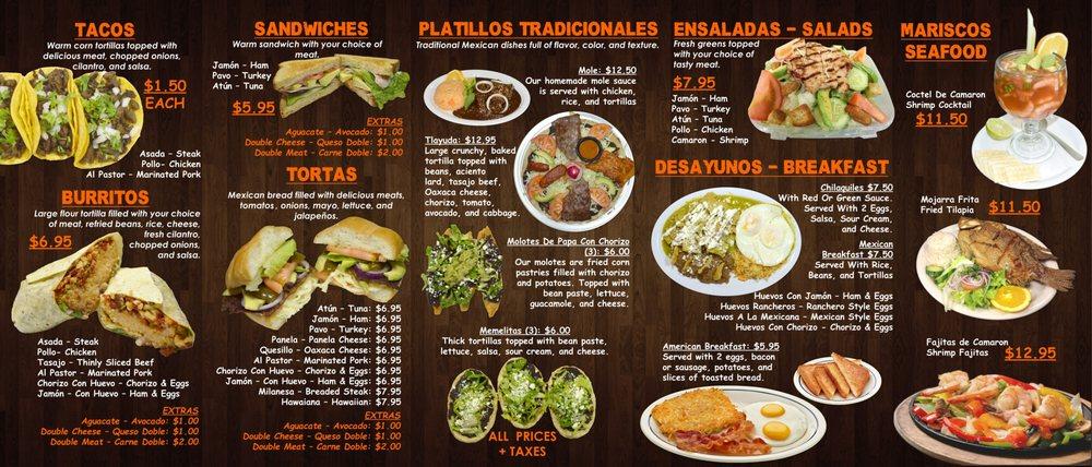 Menu at Burrito Caliente restaurant, Inglewood