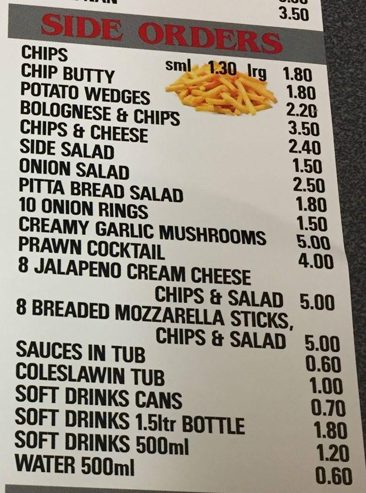 Menu at Prima Takeaway pizzeria, Withernsea