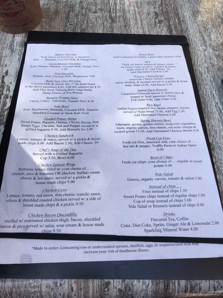 Menu at Balance Restaurant, Johnstown