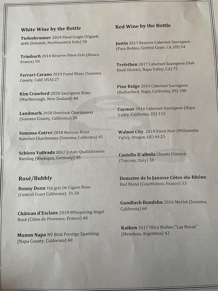Menu at Cut River Grille restaurant, USA